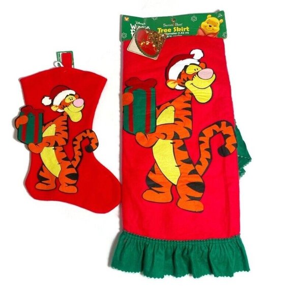 Disney | Holiday | Vtg 202 Tigger Tree Skirt Stocking Set Nwt Winnie ...